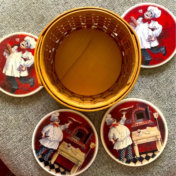 Longaberger | Kitchen | Jennifer Garant Chef Coasters With Vintage ...